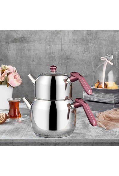 Amboss OpaL Büyük Boy Bordo Çaydanlık