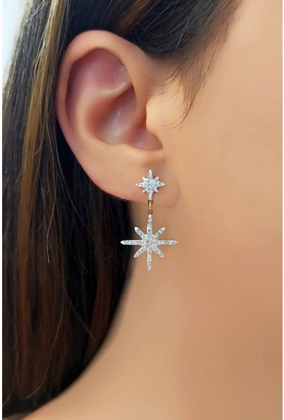 ÇLK Accessories Çelik Taşlı Kuzey Yıldız Çelik Küpe