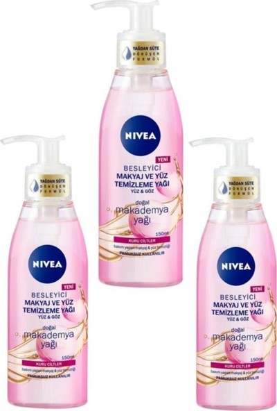 Nivea Kuru Ciltler Için Besleyici Makyaj ve Yüz Temizleme Yağı 3x150 ml Nivea Kuru Ciltler Için Besleyici Makyaj ve Yüz Temizleme Yağı 3x150 ml