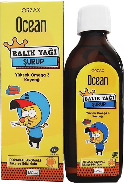 Ocean Balık Yağı Şurup Portakal Aromalı 150 ml Ocean Balık Yağı Şurup Portakal Aromalı 150 ml