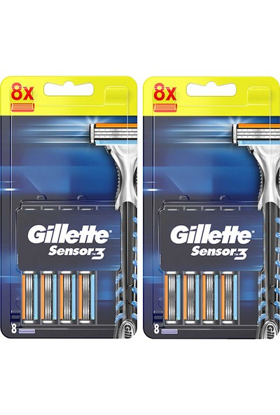 Gillette Sensor3 Yedek Tıraş Bıçağı 8\'li (977) x 2 Adet