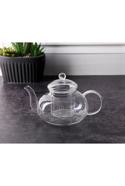 İly Borosilikat Süzgeçli Cam Demlik