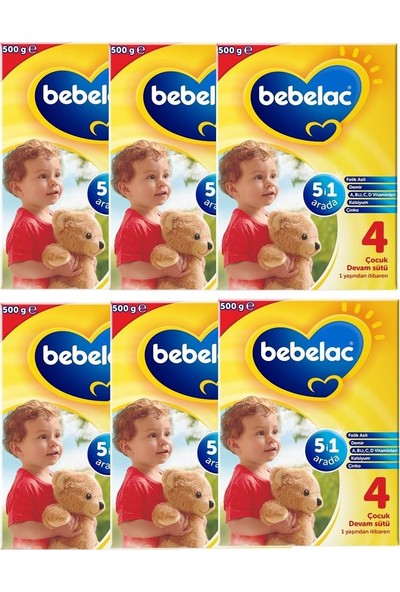 Bebelac 4 Çocuk Devam Sütü 6X500 gr Bebelac 4 Çocuk Devam Sütü 6X500 gr
