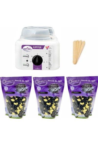 Sesu Boncuk Ağda Kömür 250 ml x 3 + DEPIROL Ağda Kazanı Set Sesu Boncuk Ağda Kömür 250 ml x 3 + DEPIROL Ağda Kazanı Set