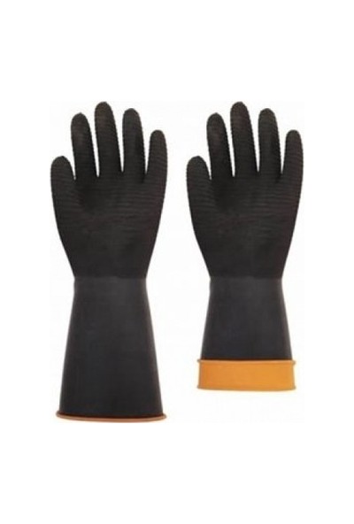 Double Siyah Panda Asit Eldiveni Tırtıklı Düz 60 cm