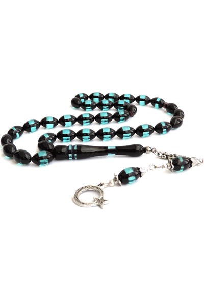 Su Yeşili Sürmeli Model Toz Kehribar Tesbih