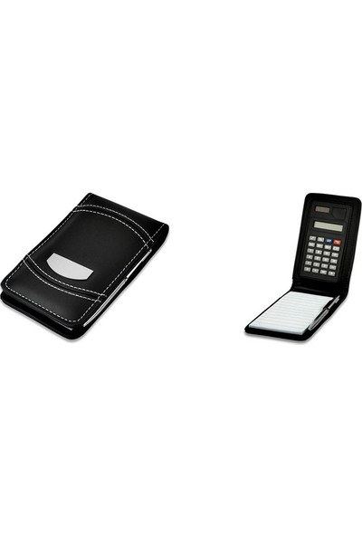 Geseus 214 Suni Deri Hesap Makineli Kalemli Bloknot Not Defteri