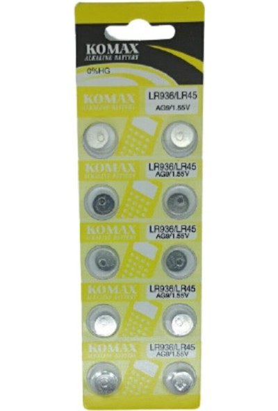 Hagiki (1 Kart) Ag9 LR936 LR45 394 Alkaline Düğme Pil 10 Lu Ag 9 (1 Kart) Hagiki (1 Kart) Ag9 LR936 LR45 394 Alkaline Düğme Pil 10 Lu Ag 9 (1 Kart)