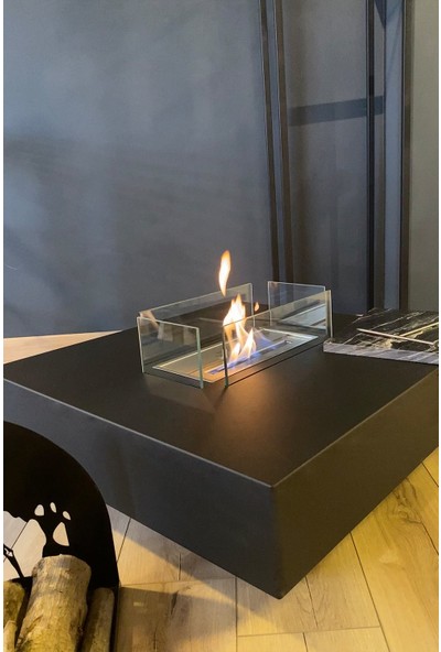 Korflame Petto Siyah Bacasız Şömine