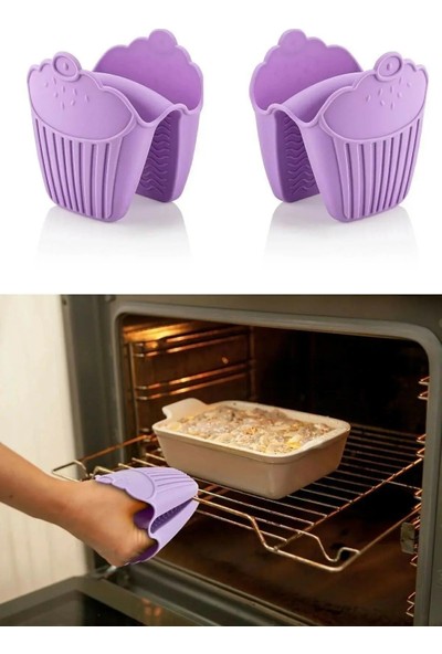 Nethome Cupcake Silikon Fırın Tutacağı 2'li Set Mor Nethome Cupcake Silikon Fırın Tutacağı 2'li Set Mor