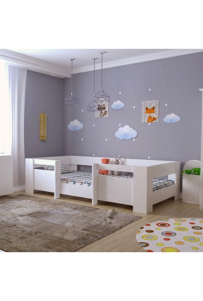 Ninni Mo Montessori Mdf Karyola Beyaz M5 90X190 Uyumlu