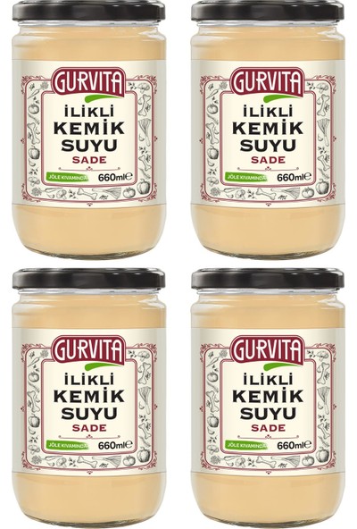 Gurvita Ilikli Kemik Suyu Sade 660 ml 4' Lü Gurvita Ilikli Kemik Suyu Sade 660 ml 4' Lü