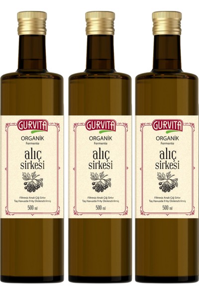 Gurvita Organik Alıç Sirkesi 500 ml 3' Lü