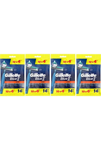 Gillette Blue2 Plus Kullan At Tıraş Bıçağı 14' lü x 4 Paket Gillette Blue2 Plus Kullan At Tıraş Bıçağı 14' lü x 4 Paket