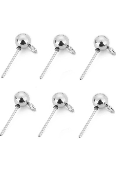 Subu Takı Halkalı Topbaş Küpe Gümüş Renkli Küpe Malzemesi 20'li