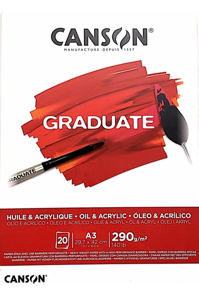 Canson Çizim Bloğu Graduate Yağlı Boya ve Akrilik 20 Sayfa A3 290 gr Canson Çizim Bloğu Graduate Yağlı Boya ve Akrilik 20 Sayfa A3 290 gr