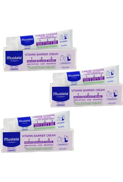 Mustela Vitamin Barrier 1 - 2 - 3 Pişik Kremi 100 ml 3 Adet Mustela Vitamin Barrier 1 - 2 - 3 Pişik Kremi 100 ml 3 Adet