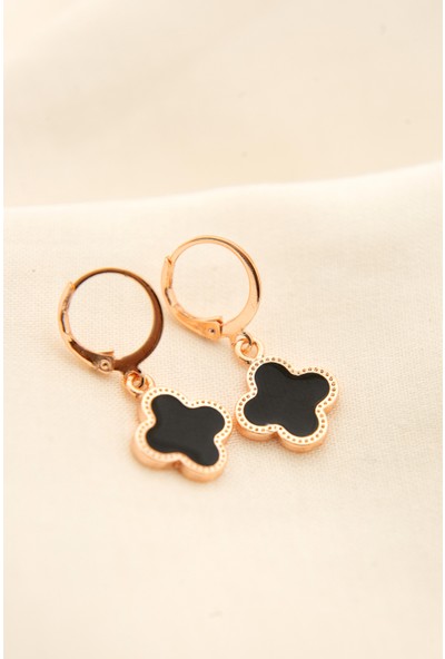 Elika Bijoux Kadın Rose Kaplama Yonca Model Küpe