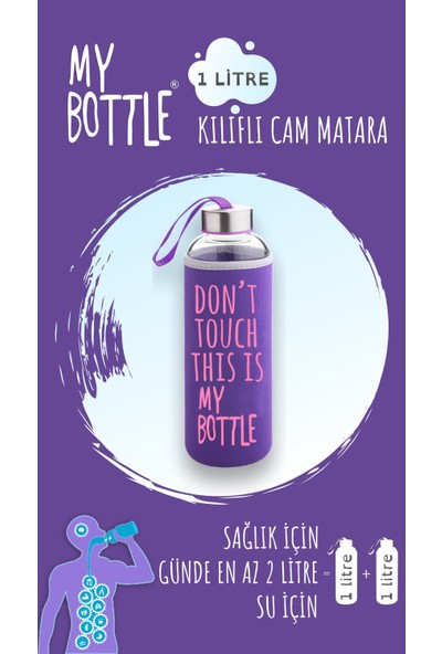 My Bottle Borosilikat Cam Matara 1000 ml Su Şişesi 1lt