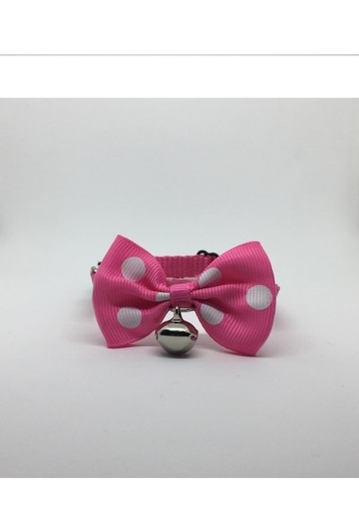 Muca Papyonlu Kedi Boyun Tasması Pembe Puantiyeli