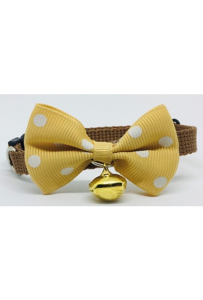 Muca Papyonlu Bej Kedi Boyun Tasması