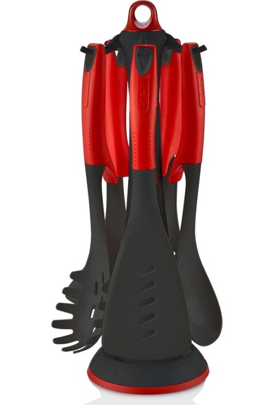 Nandy Home 6 Parça Standlı Servis Seti Kırmızı Nandy Home 6 Parça Standlı Servis Seti Kırmızı