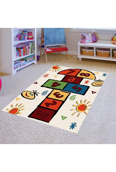 On the clouds Seksek Oyun Halısı Dijital Baskı Yıkanabilir Kaymaz Taban Çocuk Odası Halısı