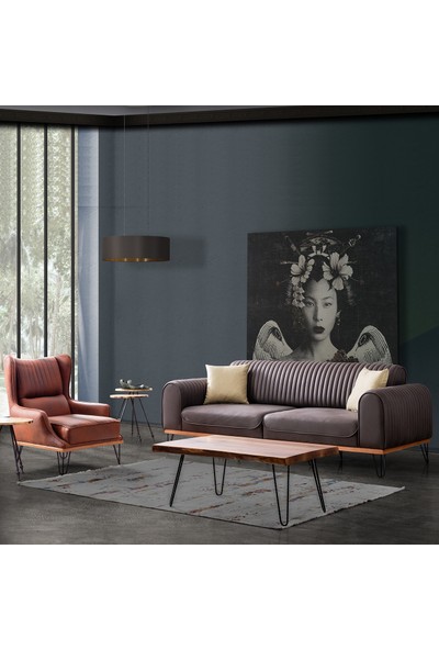 Eymense Venedik Koltuk Takımı Turuncu Antrasit 3+1