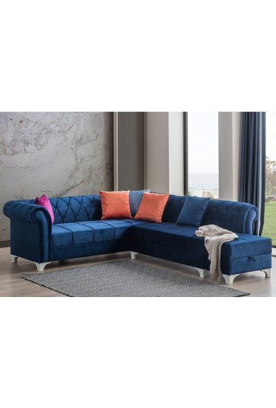 Eymense Asya Chester Köşe Koltuk Takımı Mavi Eymense Asya Chester Köşe Koltuk Takımı Mavi