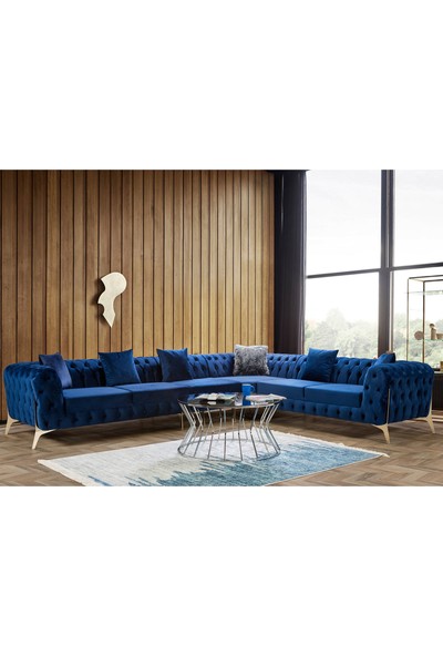Eymense Platinum Köşe Koltuk Takımı Mavi