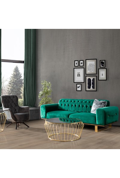 Eymense Amazon Koltuk Takımı Yeşil Gri 3+1