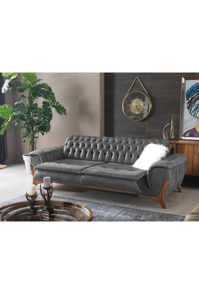 Berrak Mobilya Arya 3'lü Koltuk Gri