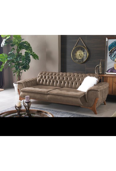 Berrak Mobilya Arya 3'lü Koltuk Kahverengi