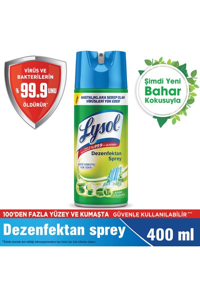 Lysol Dezenfektan Sprey Bahar Ferahlığı Yüzeyler İçin 400 ml Lysol Dezenfektan Sprey Bahar Ferahlığı Yüzeyler İçin 400 ml