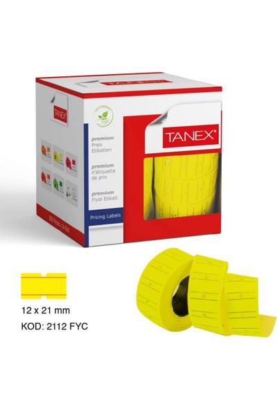 Tanex Fıyat Etiketi Çizgili 12'li Floresan Sarı Tanex Fıyat Etiketi Çizgili 12'li Floresan Sarı