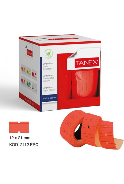 Tanex Fıyat Etiketi Çizgili 12'li Floresan Kırmızı Tanex Fıyat Etiketi Çizgili 12'li Floresan Kırmızı
