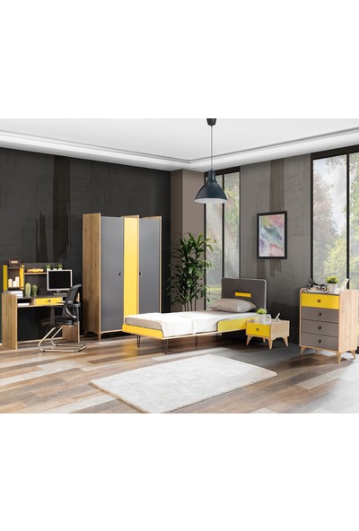Setay Genç Odası, Tarz Genç Odası Takımı, Dolap, Karyola, Komodin, Şifonyer, Çalışma Masası