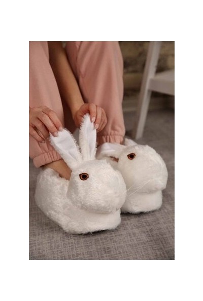 Fendi Kadın Panduf Beyaz Tavşanlı Ev Botu