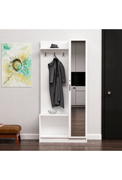 Minar Orion Aynalı Portmanto Beyaz