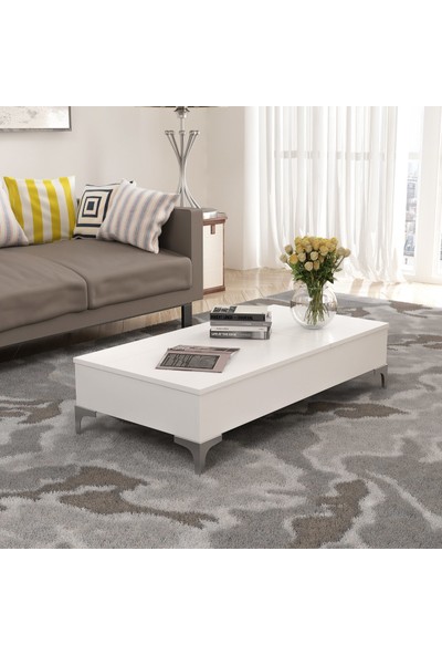 Minar Delinda Modern Akıllı Orta Sehpa Beyaz Minar Delinda Modern Akıllı Orta Sehpa Beyaz