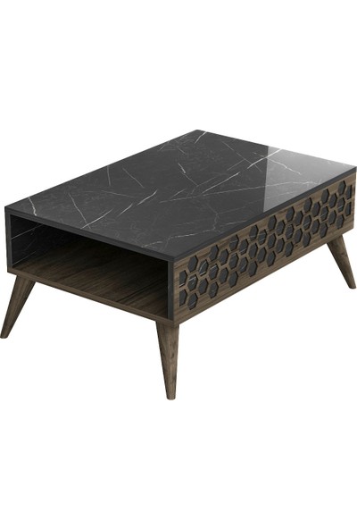 Cantek Veni Petek Desenli Orta Sehpa Royalmermer-Ceviz Cantek Veni Petek Desenli Orta Sehpa Royalmermer-Ceviz