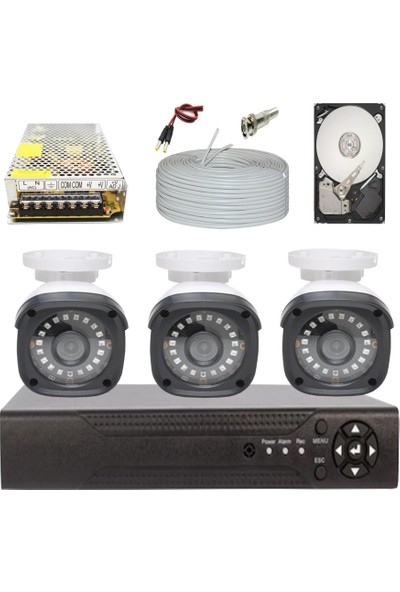 Elitcam 5.0 Megapixel Lensli ( 3 ) Kameralı Full Paket Güvenlik Sistemi HDD Dahil Elitcam 5.0 Megapixel Lensli ( 3 ) Kameralı Full Paket Güvenlik Sistemi HDD Dahil