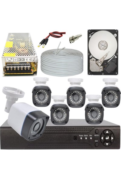 Elitcam 6’lı 5 Megapiksel Sony Lens 1080P Aptina Sensör Güvenlik Kamerası Seti Hardisk Dahil Elitcam 6’lı 5 Megapiksel Sony Lens 1080P Aptina Sensör Güvenlik Kamerası Seti Hardisk Dahil