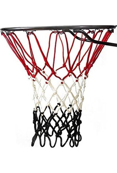 Özbek Basketbol Filesi 4mm Polys. Kırmızı - Beyaz - Siyah - 2 Adet (Basketbol Pota Ağı)