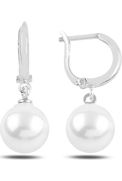 Mercan Silver Gümüş Yuvarlak Inci Küpe