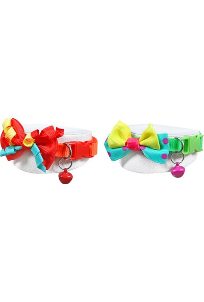 X-Perk Neon Kumaş Papyonlu Zilli Kedi Köpek Tasması 2'li Set X-Perk Neon Kumaş Papyonlu Zilli Kedi Köpek Tasması 2'li Set