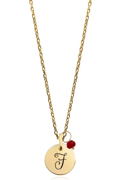 Tasarlatak Taşlı F Harfli Gümüş Kolye