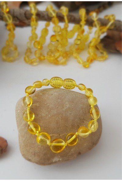 Kehribar Sarayı Damla Kehribar Limon Bebek Bileklik Barok