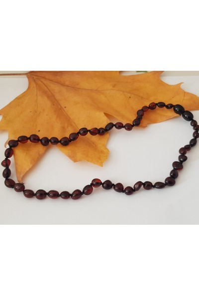 Kehribar Sarayı Damla Kehribar Vişne Renk Barok Bebek Çocuk Kolye 38 cm Kehribar Sarayı Damla Kehribar Vişne Renk Barok Bebek Çocuk Kolye 38 cm