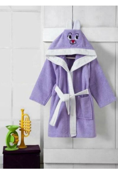 EN Home Kadife Nakışlı Çocuk Bornozu